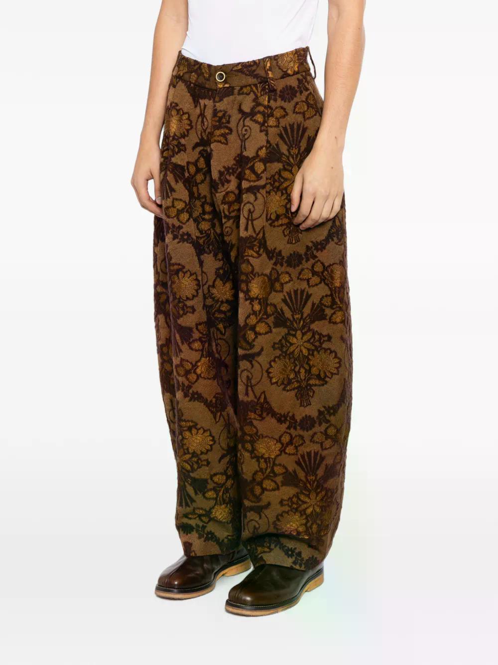 UMA WANG Uma Wang Floral Jacquard Wide Leg Trousers