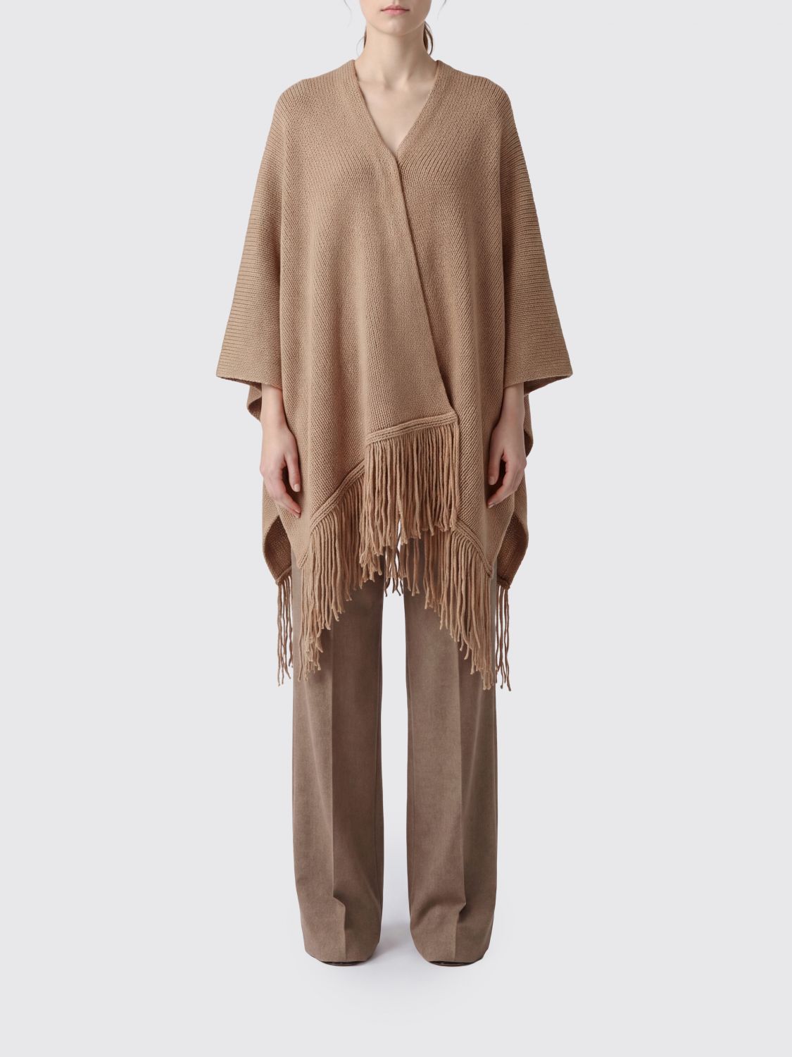 MAX MARA Max Mara Knee-Length Wrap Cape in Wool and Cashmere