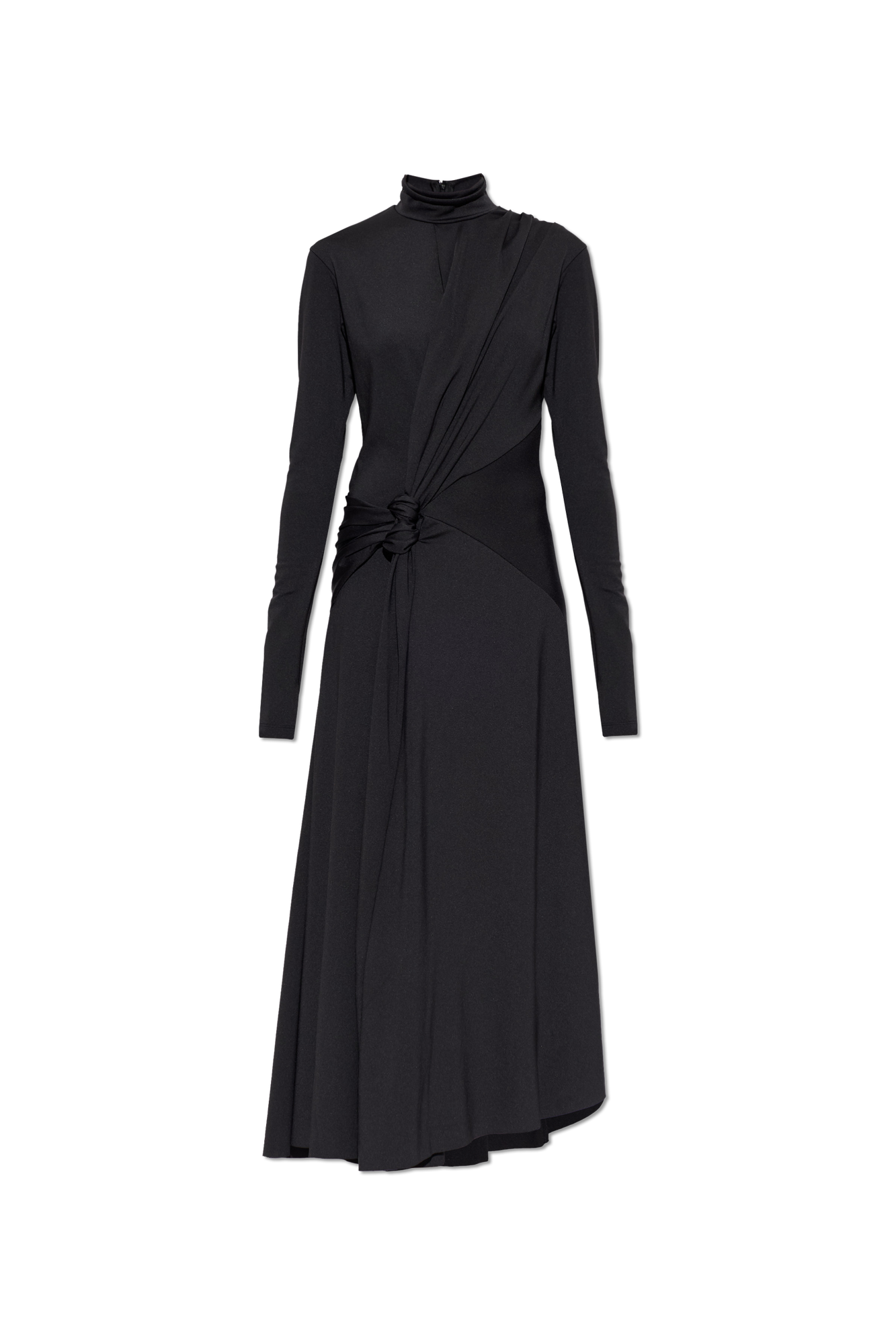 VICTORIA BECKHAM Victoria Beckham Asymmetrical Knit Midi Dress with Turtleneck