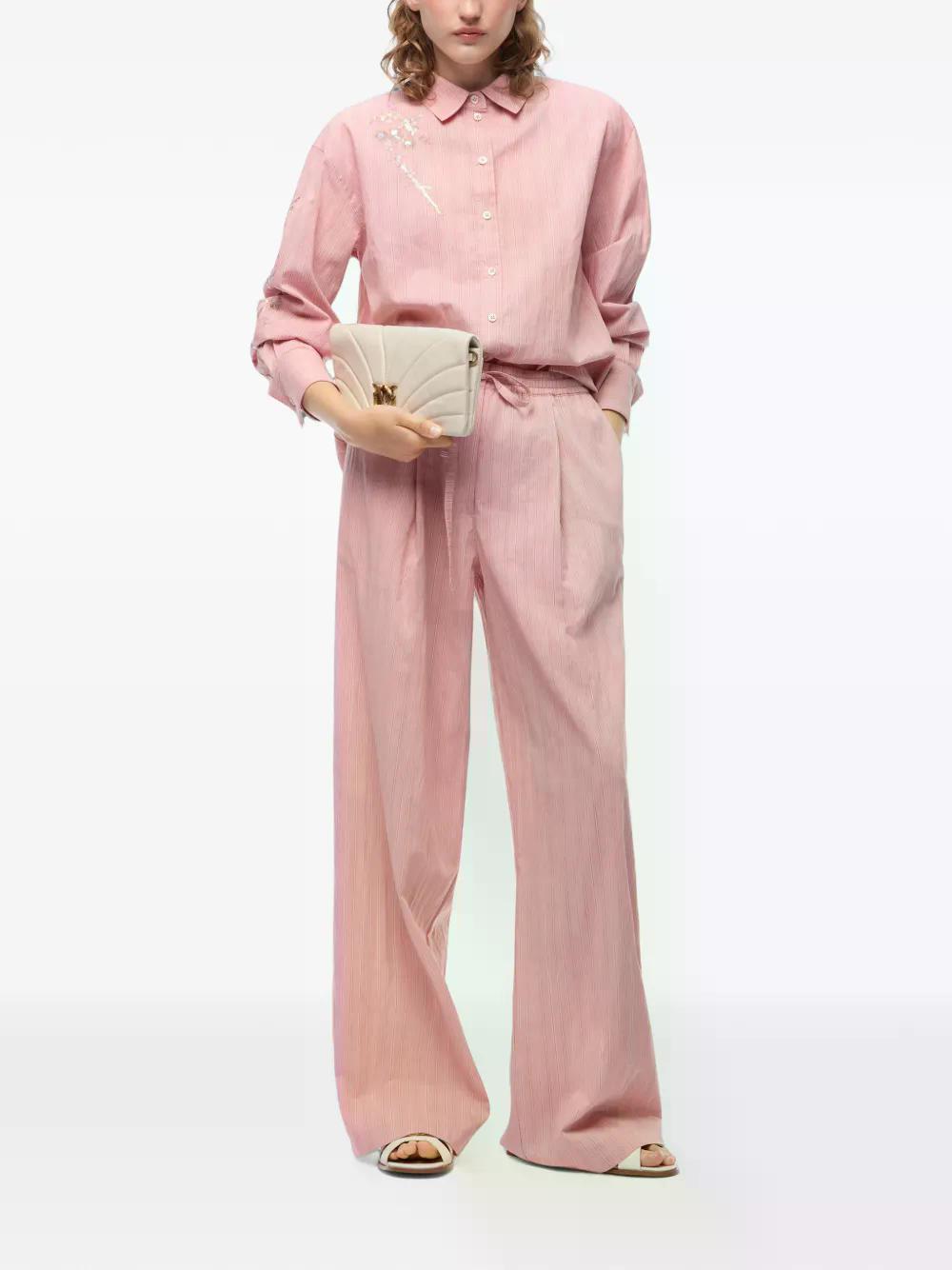PINKO PINKO Striped Shirt with Floral Embroidery