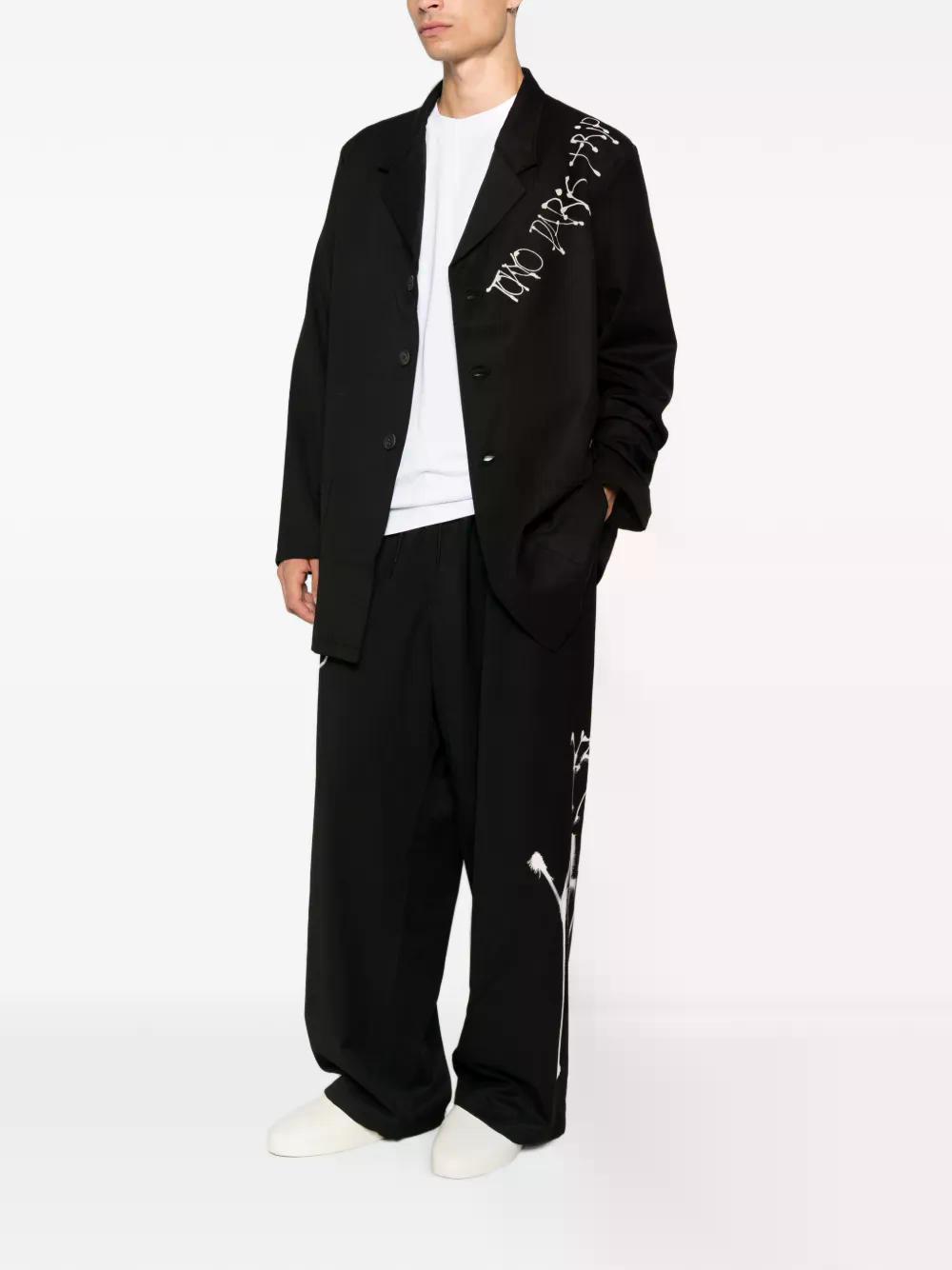 Y3 Y-3 Graffiti Print Wide-Leg Trousers