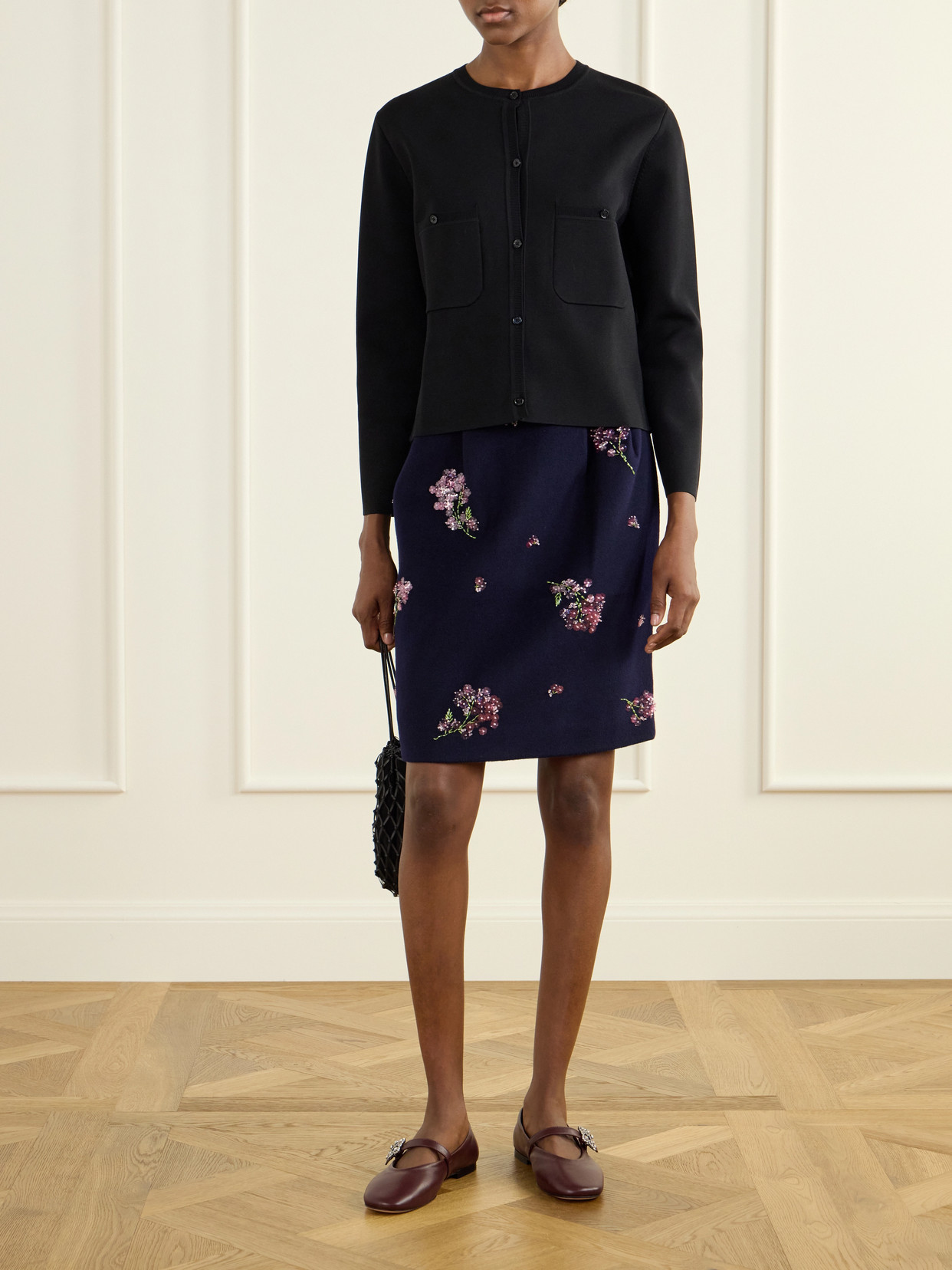 SHUSHU/TONG SHUSHU/TONG Sequin-Embellished Wool Midi Skirt