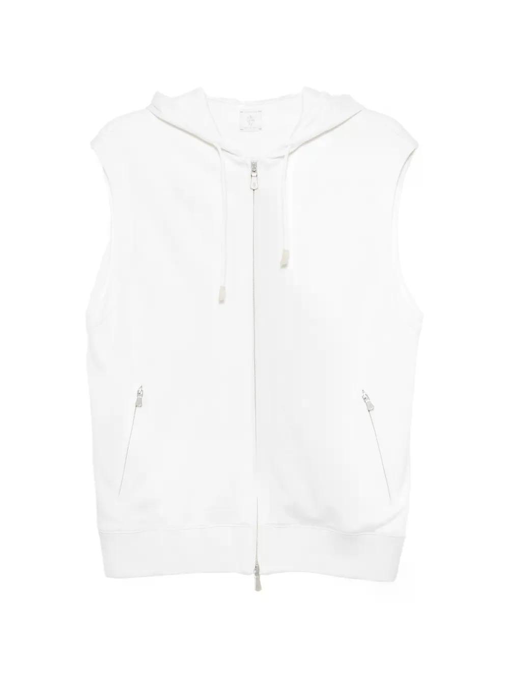 ELEVENTY Sleeveless Zip-Up Hoodie with Drawstring Hood
