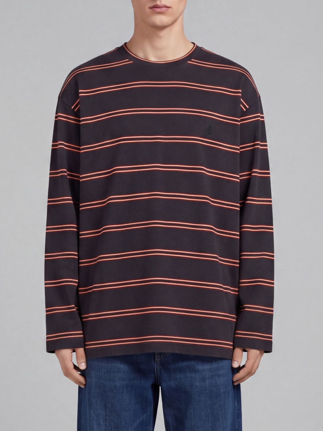 JIL SANDER striped cotton long-sleeved t-shirt with dropped shoulders