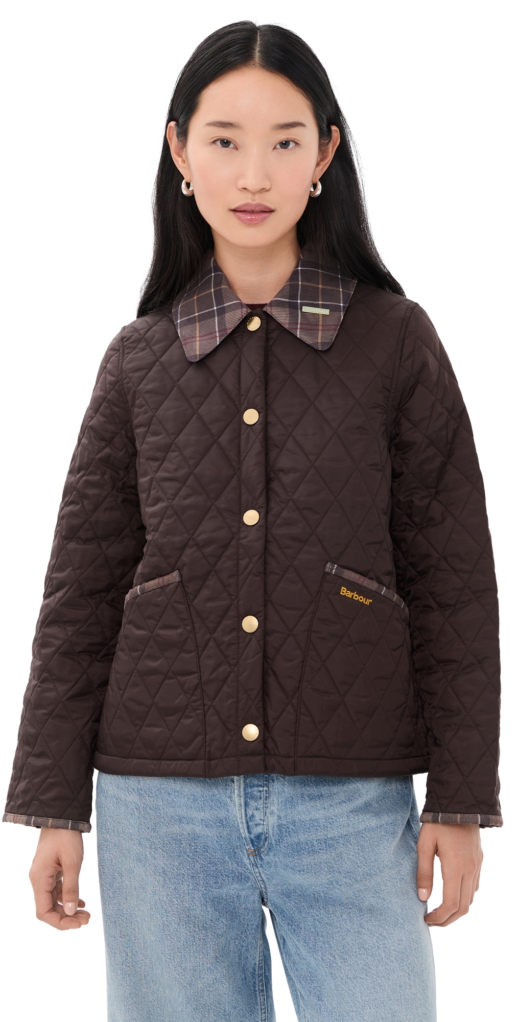 BARBOUR Barbour Icons Tartan Collar Cropped Liddesdale Quilted Jacket