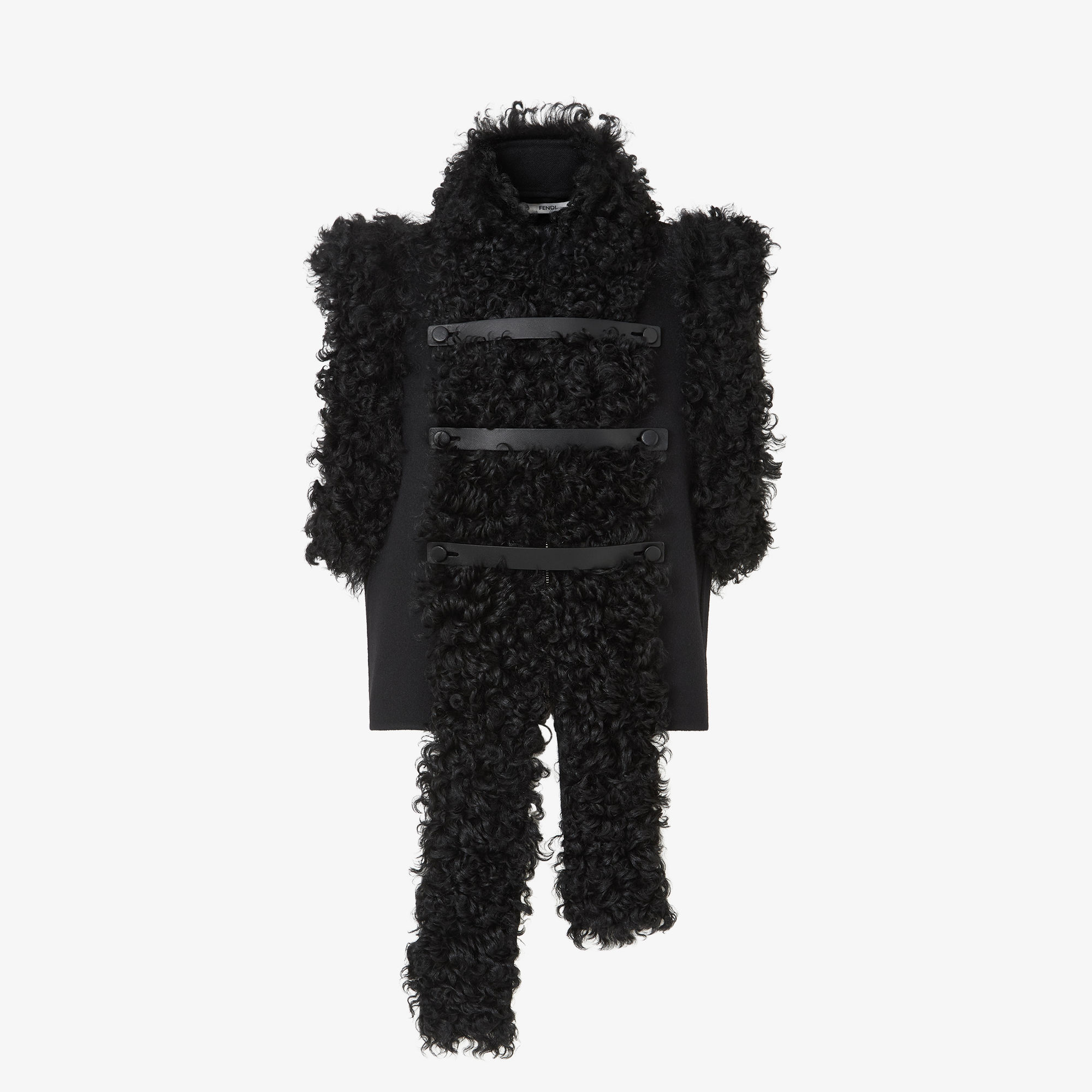 FENDI Fendi Wool Gilet with Shearling Trim