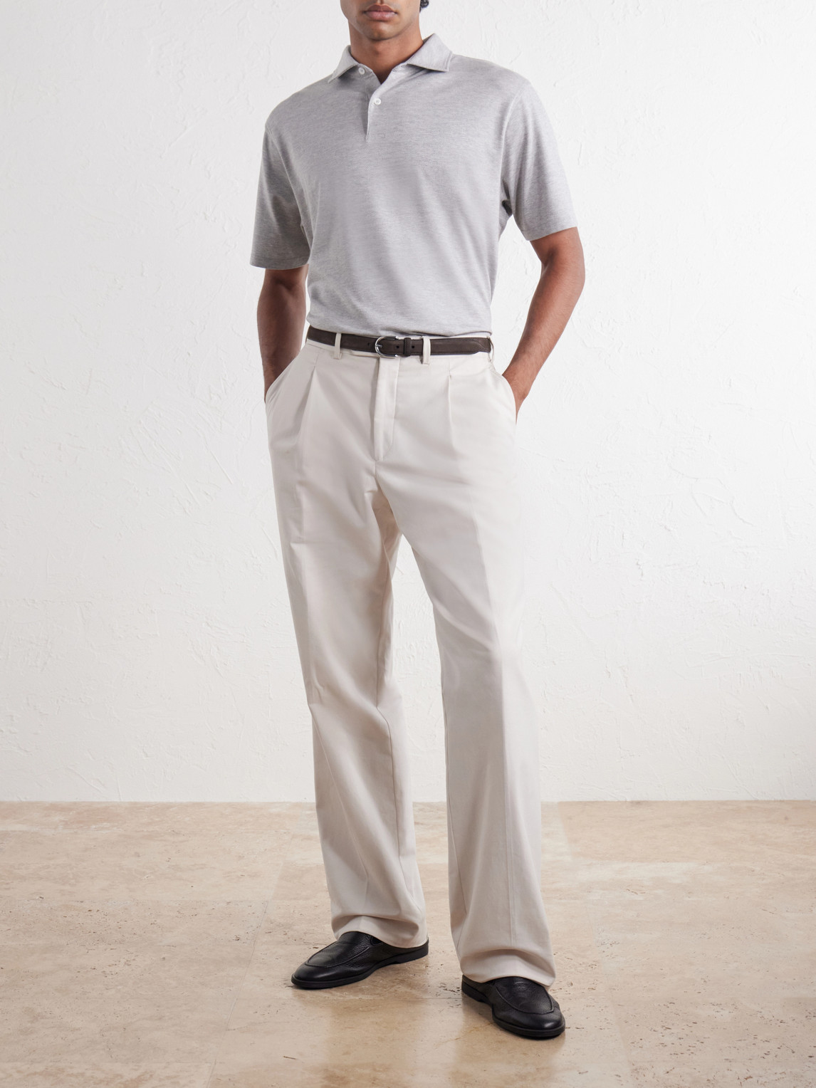 PETER MILLAR Peter Millar - Excursionist Cotton-Blend Herringbone Polo Shirt - Men - Gray - S