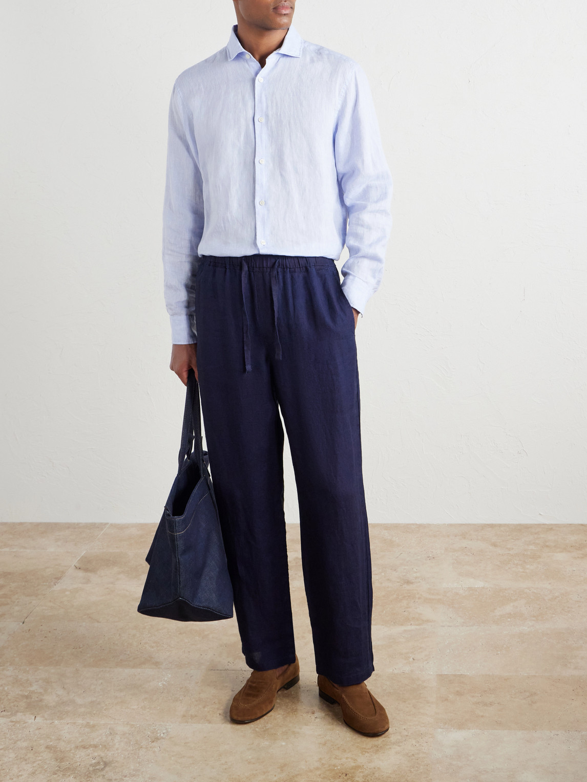FRAME FRAME Linen Drawstring Straight-Leg Trousers