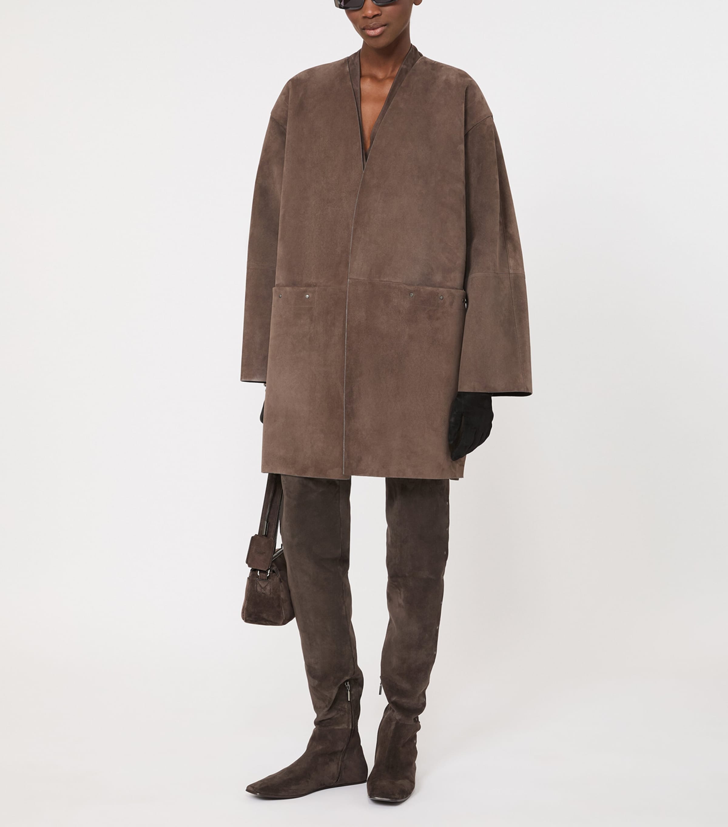 MAX MARA Max Mara Sleeveless Wool-Cashmere-Lamb Suede Wrap Waistcoat