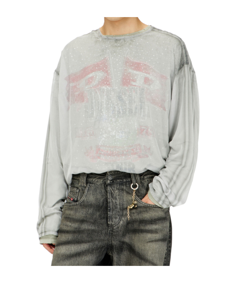 DIESEL® Sheer chiffon top with concert graphics