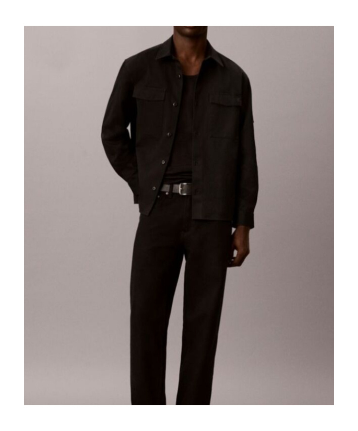 CALVIN KLEIN logo-embroidered pocket-detail overshirt