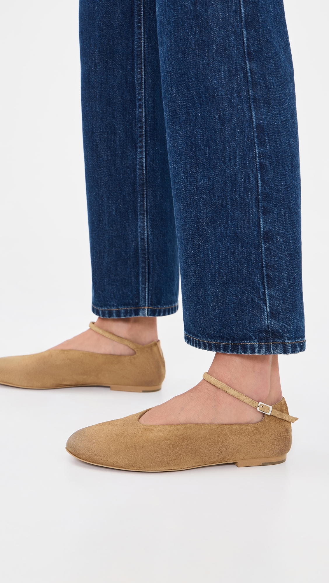 JIL SANDER Jil Sander Elyss Suede Ballerina Flats with Silver-Tone Buckle
