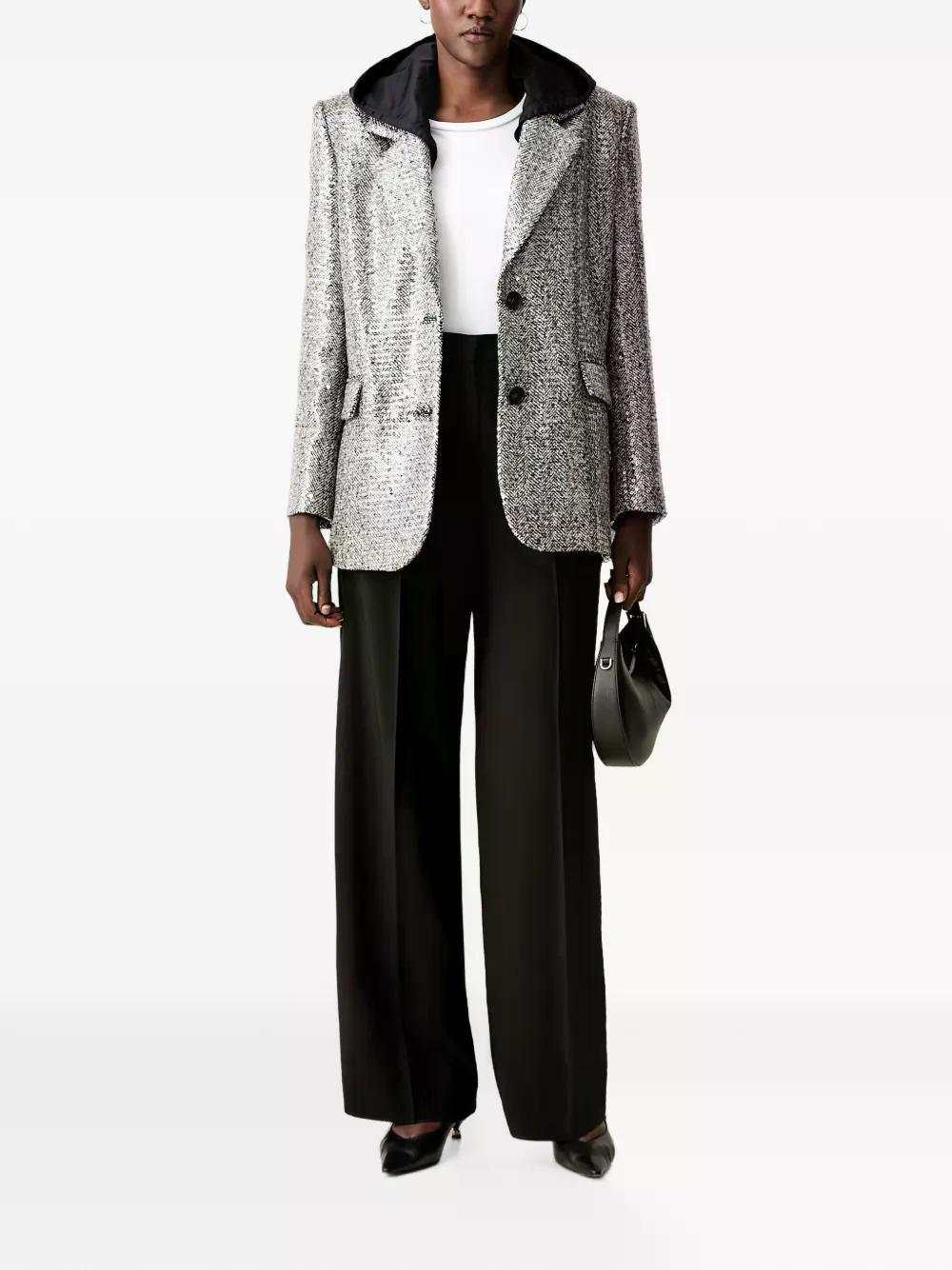 PINKO Sequin-Embellished Herringbone Blazer