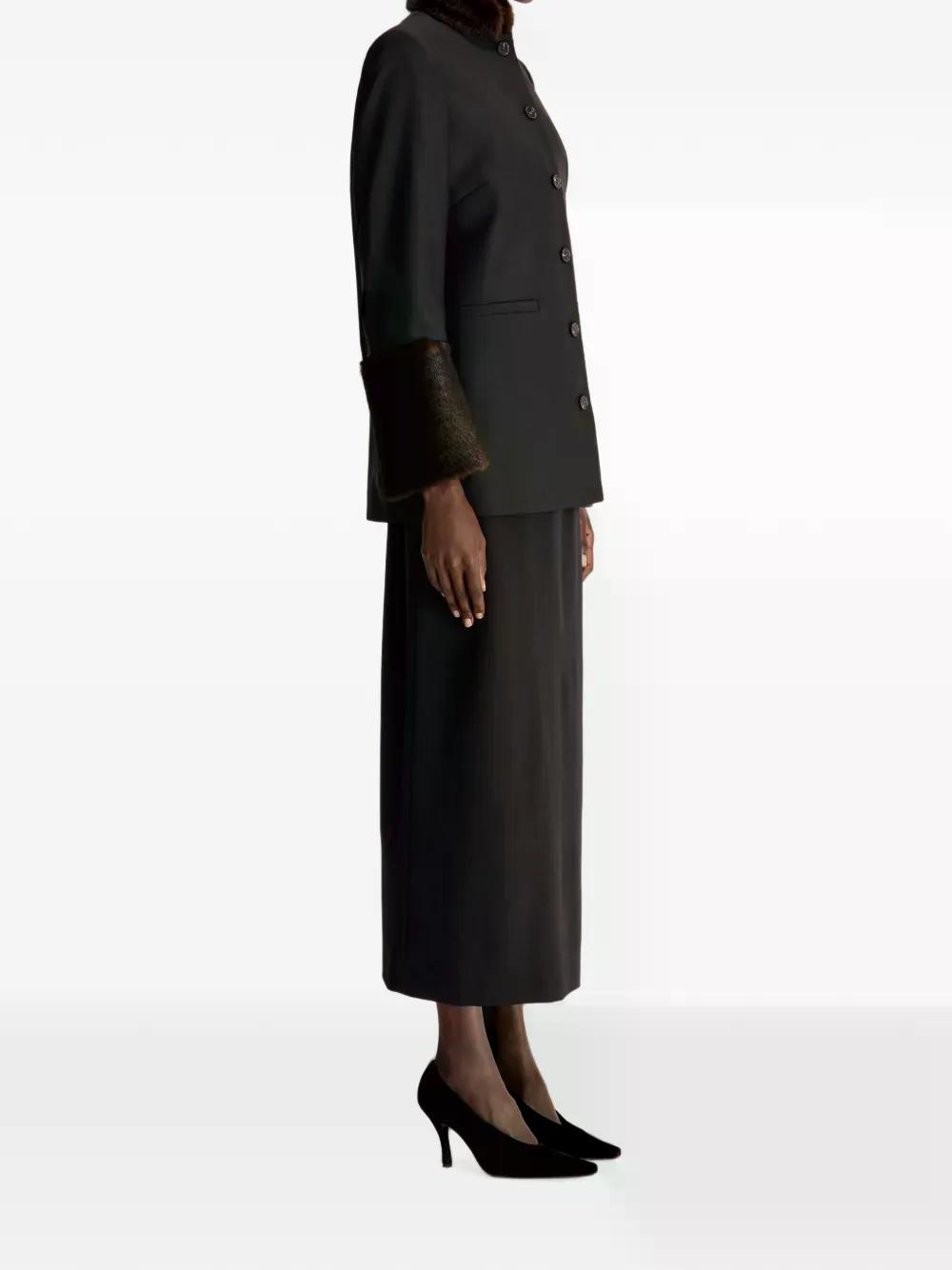 LOULOU DE SAISON LouLou de Saison Goa Faux-Fur-Trim Virgin Wool Coat
