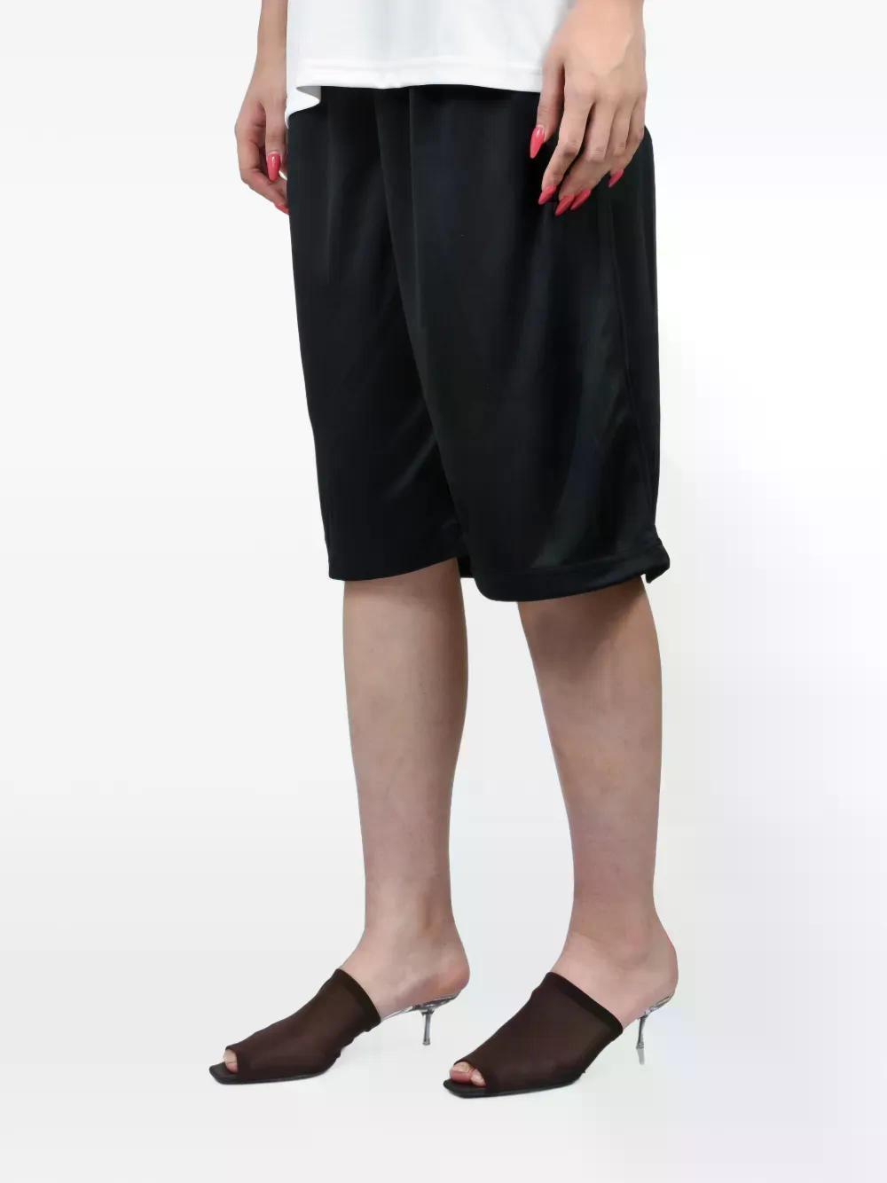 COURREGES Courrèges Black Jersey Back-Panel Wide-Leg Shorts