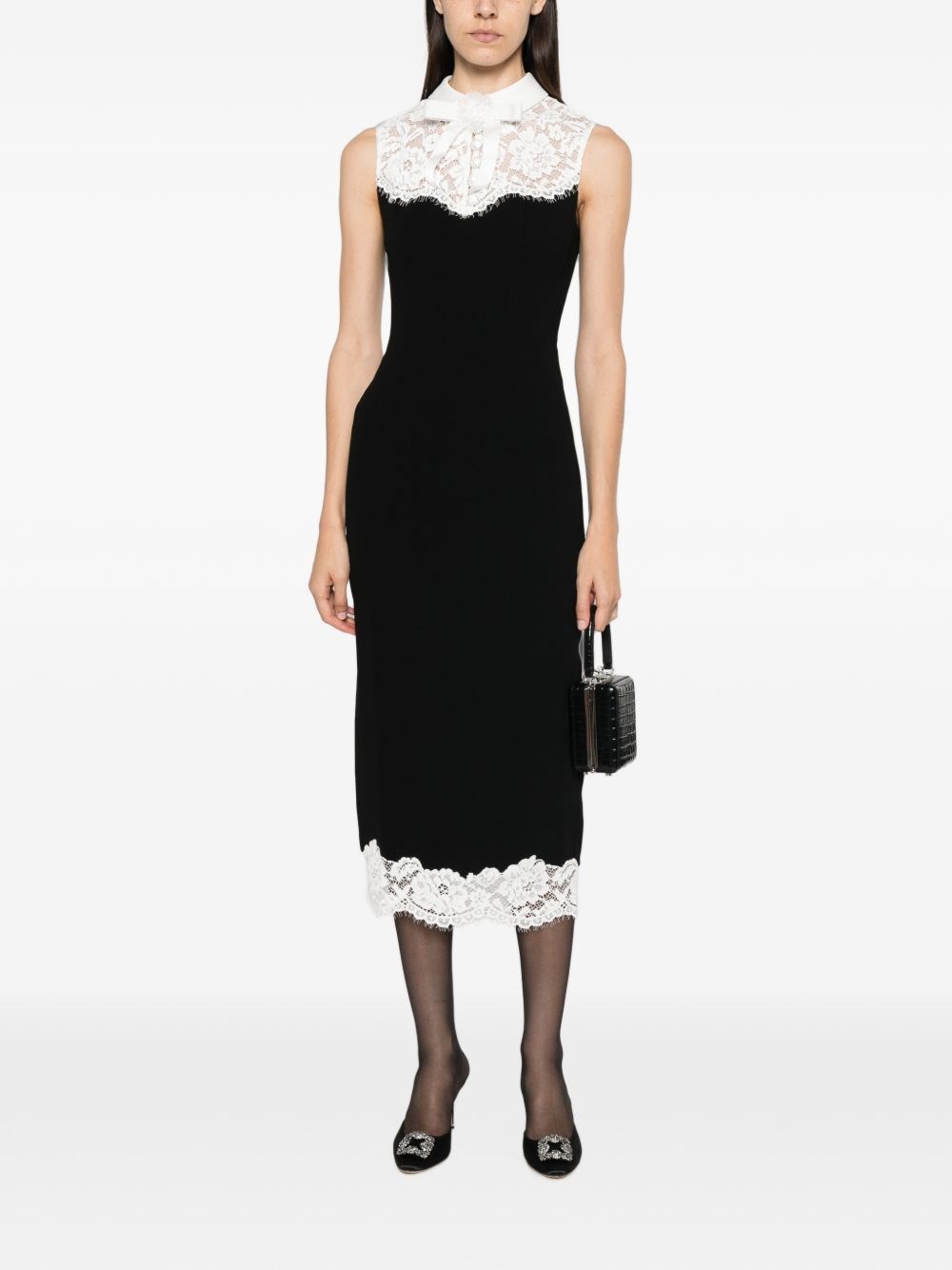 SELF-PORTRAIT SELF PORTRAIT Lace Trimmed Maxi Dress with Bow Detail