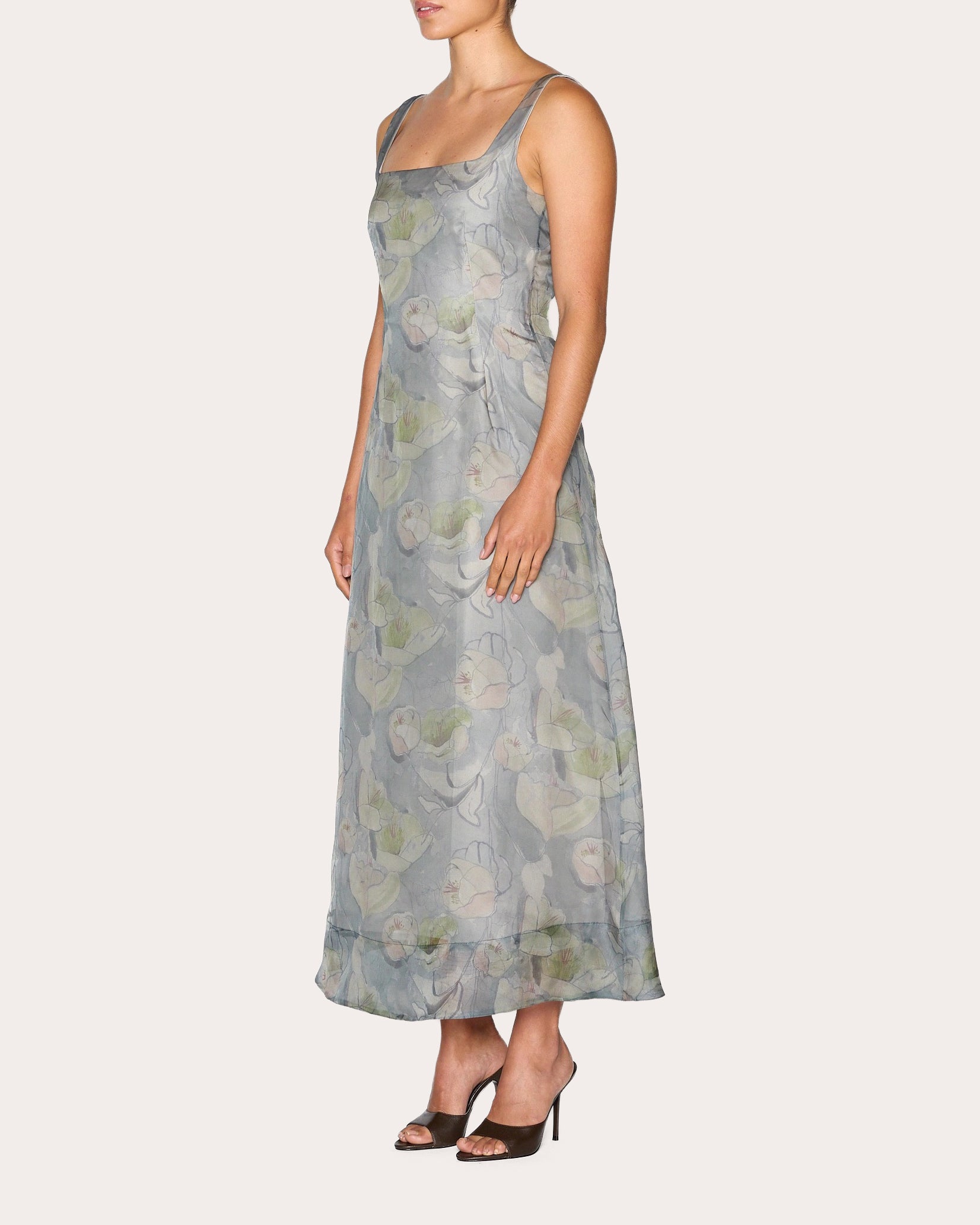 LIA COHEN Lia Cohen Floral Silk Organza A-Line Dress