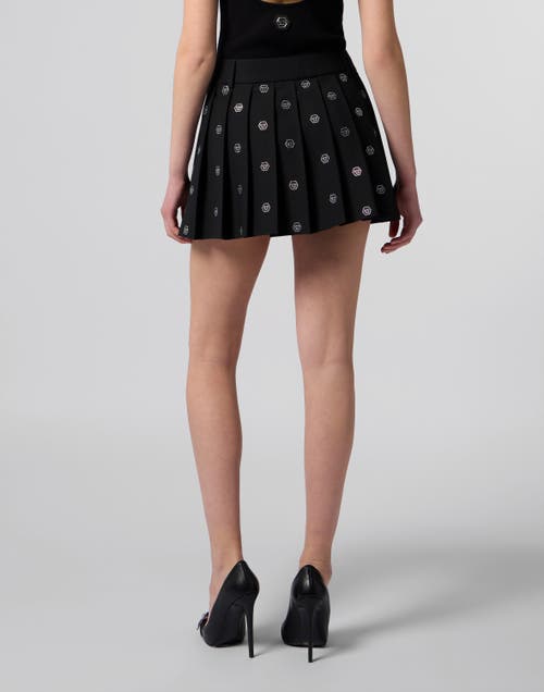 PHILIPP PLEIN Philipp Plein Monogram Strass Pleated Mini Skirt