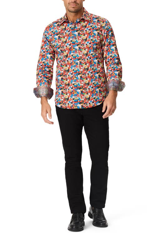 ROBERT GRAHAM snake eyes long sleeve stretch cotton button up shirt