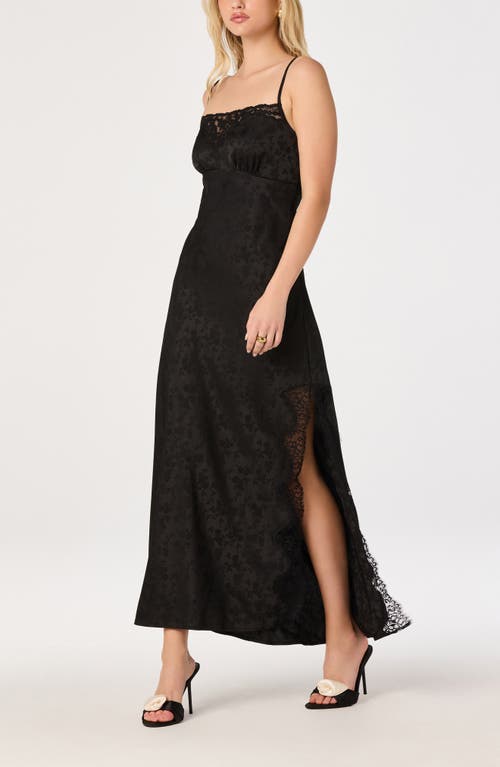 ASTR THE LABEL ASTR the Label Kristian Lace Trim Floral Jacquard Midi Slipdress