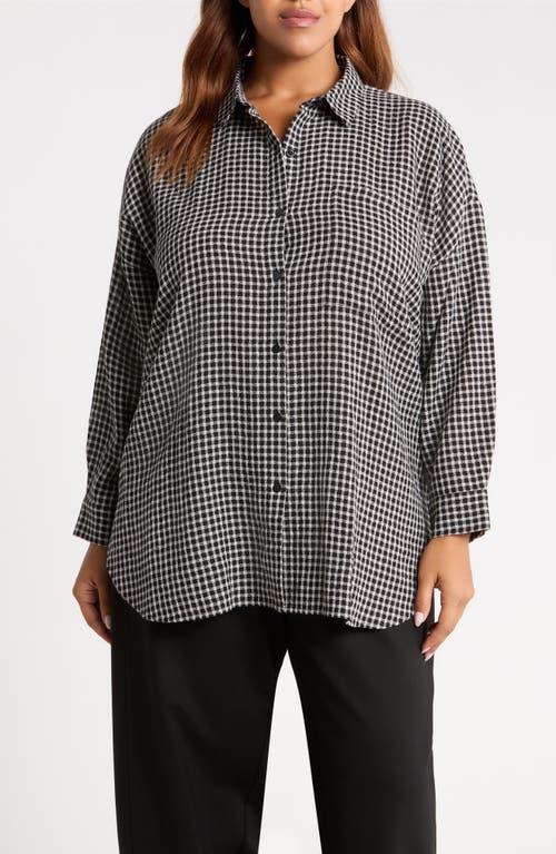 EILEEN FISHER Eileen Fisher Classic Collar Long Shirt in Checked Blend