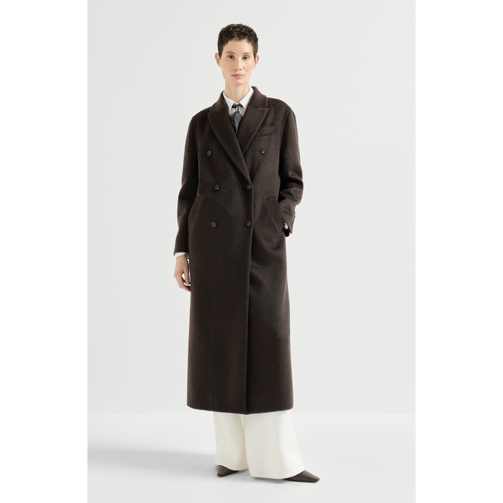 BRUNELLO CUCINELLI hand-crafted coat in cashmere double beaver cloth with monili