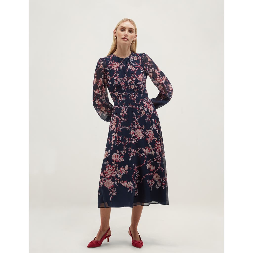 HOBBS LONDON HOBBS LONDON Demi Floral Print Silk Midi Dress