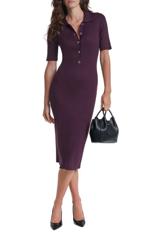 KARL LAGERFELD PARIS Ribbed Midi Sweater Dress with Button Details