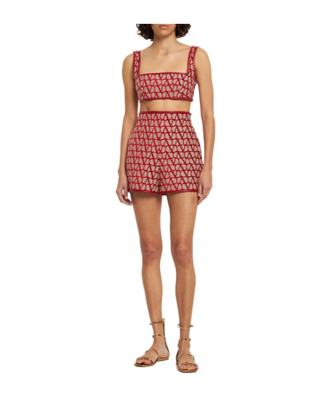 VALENTINO Valentino High-Waisted Monogram Shorts