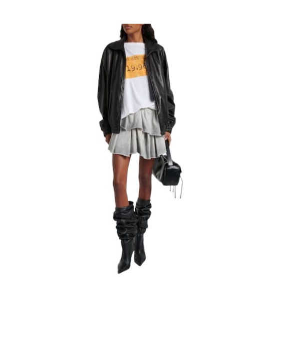 AMINA MUADDI Amina Muaddi Black Leather Mid Calf High Heel Boots