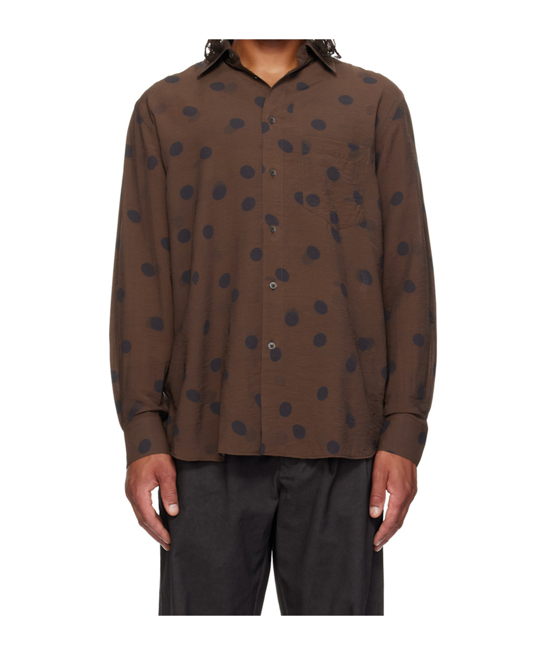 PAUL SMITH Brown Shadow Polka Viscose-Wool Shirt