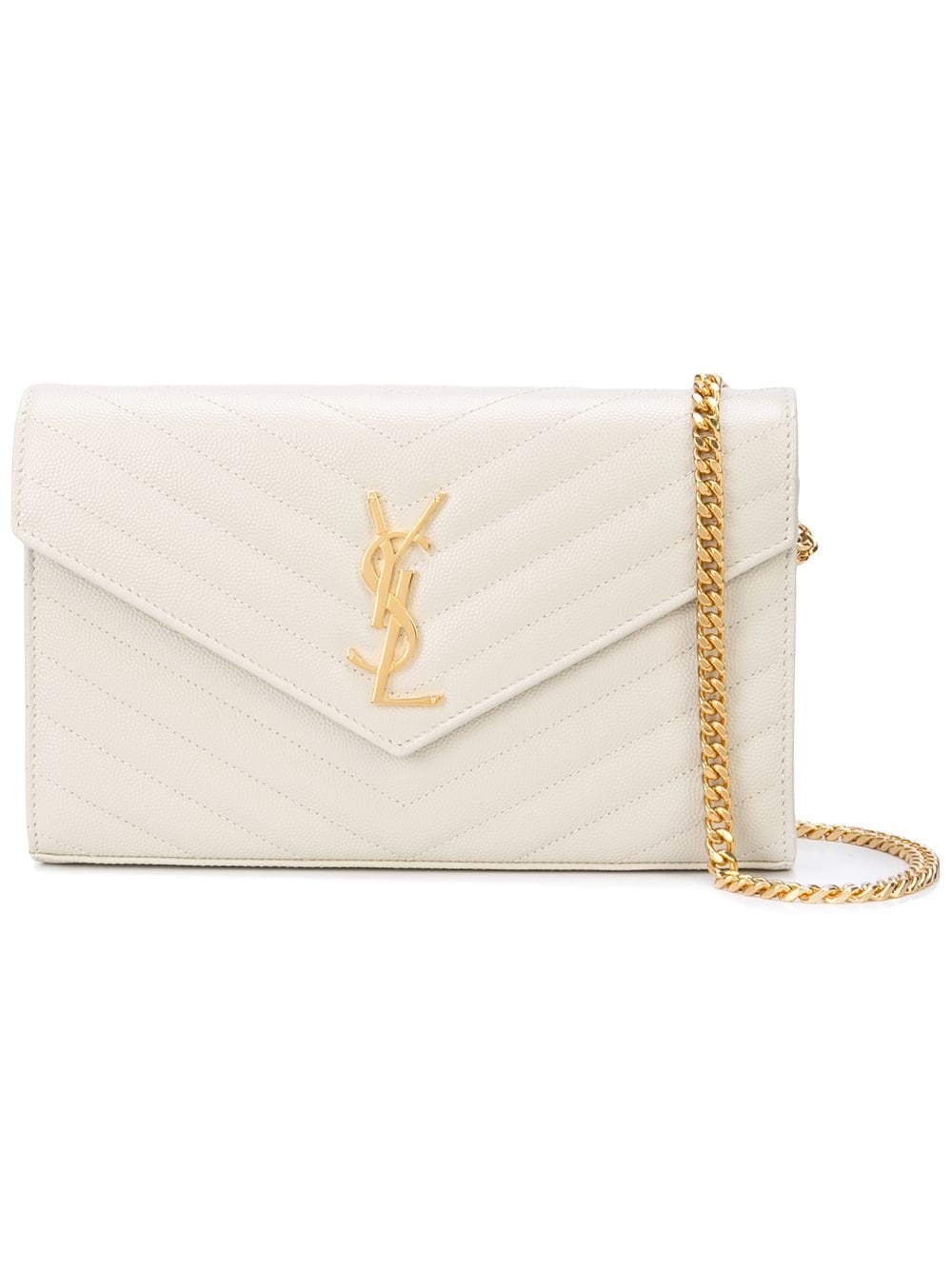 SAINT LAURENT Saint Laurent Women Classic Cassandre Chain Wallet In Grain De Poudre Leather