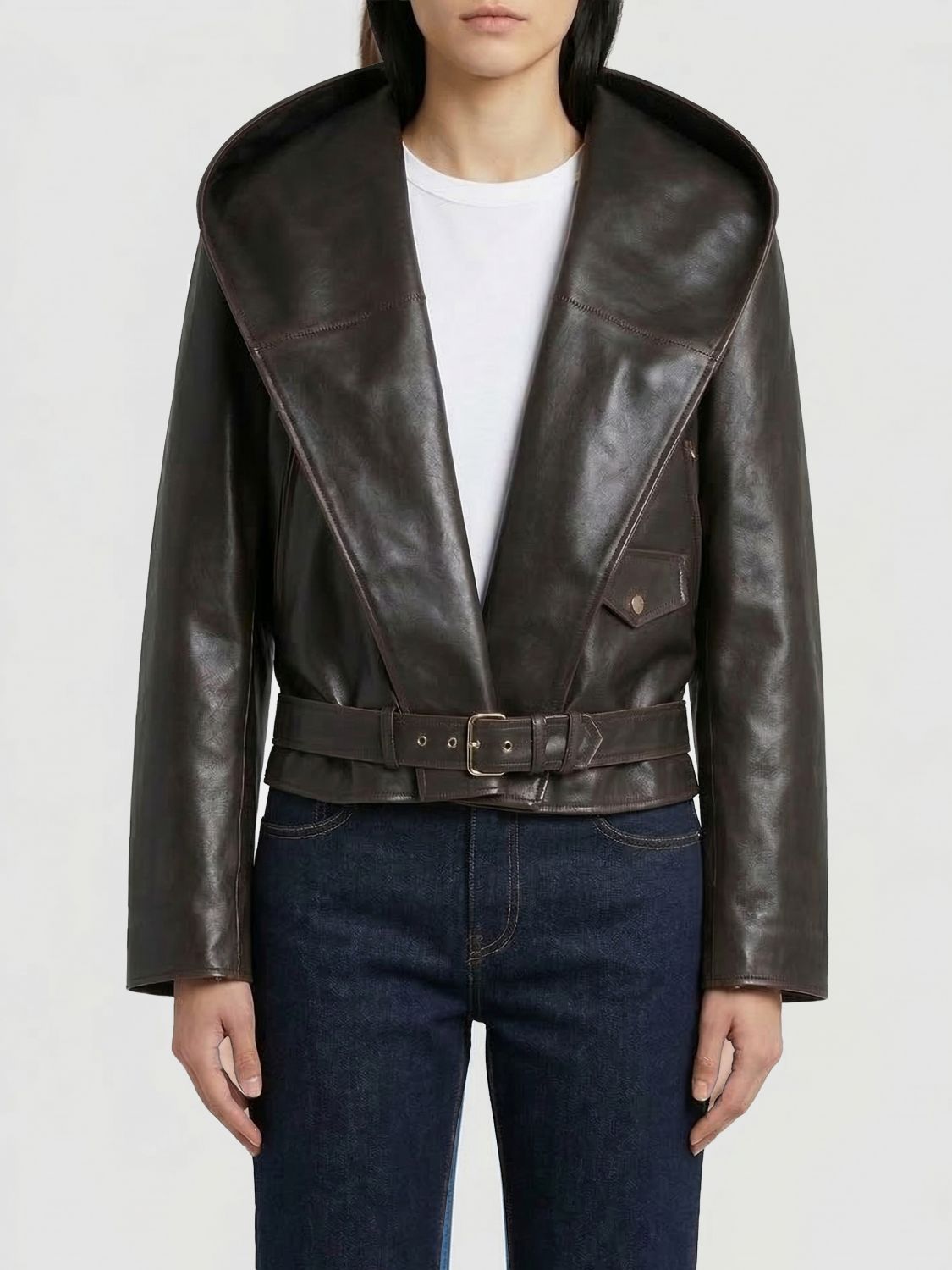 ALAIA Alaia Leather Hooded Jacket