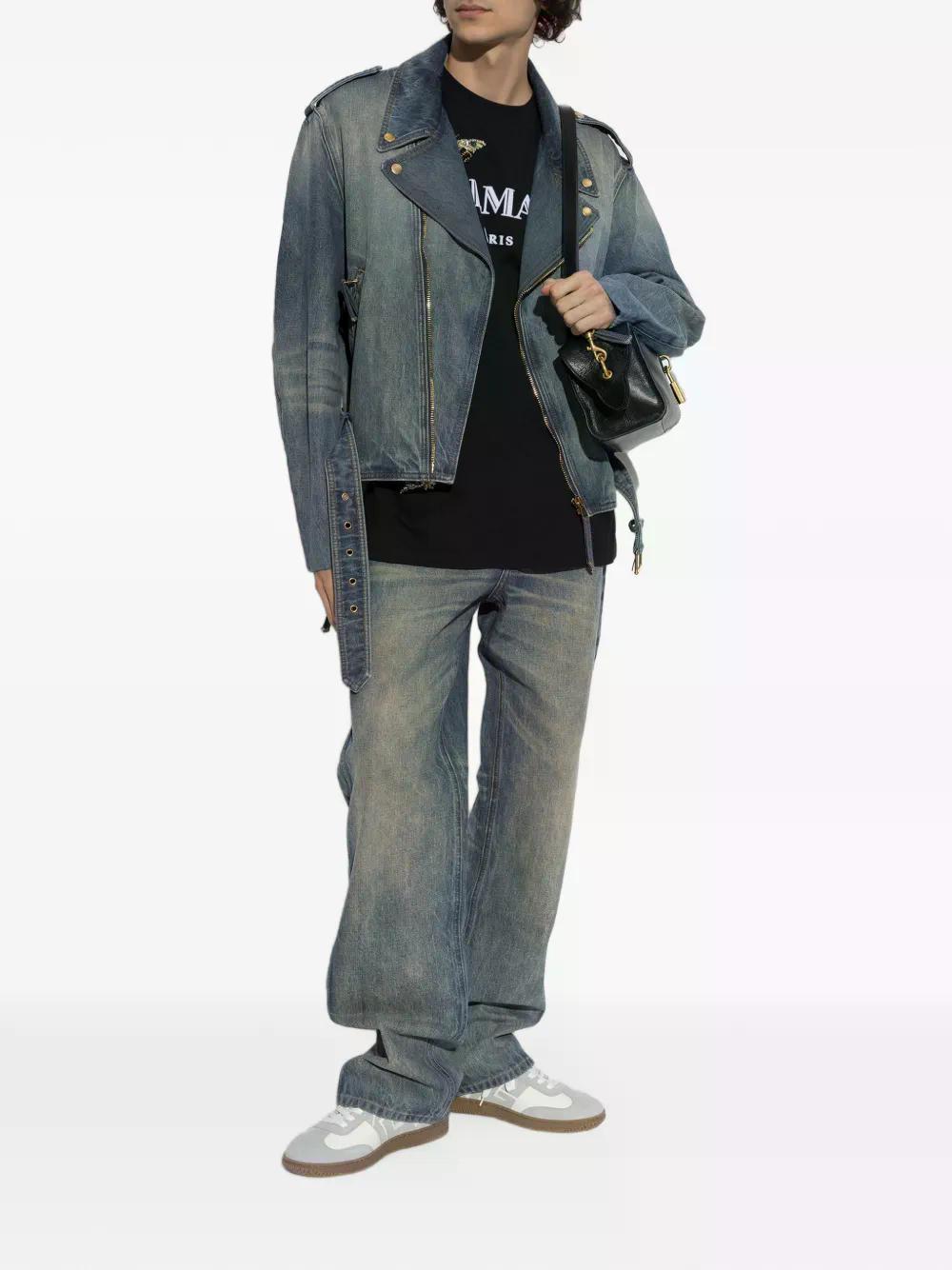 BALMAIN Balmain Belted Biker-Style Denim Jacket