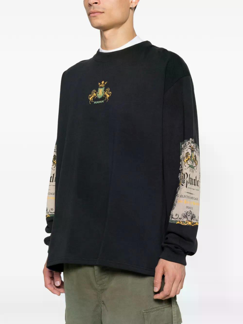 RHUDE bordeaux reserve graphic-print long-sleeve t-shirt