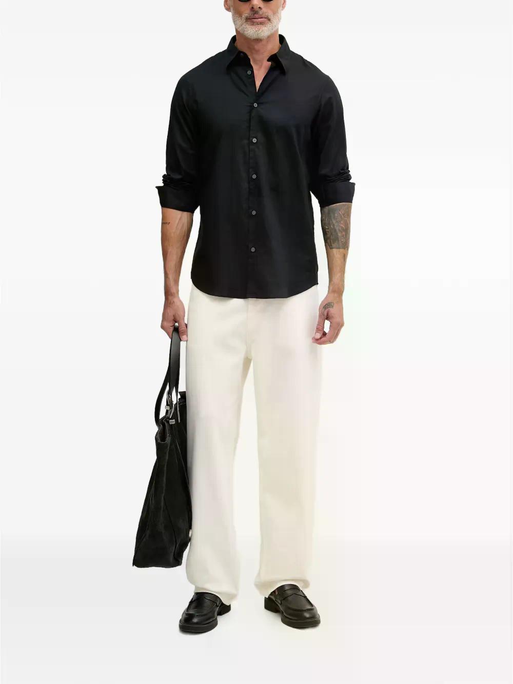ARMANI EXCHANGE logo-embroidered long-sleeve shirt