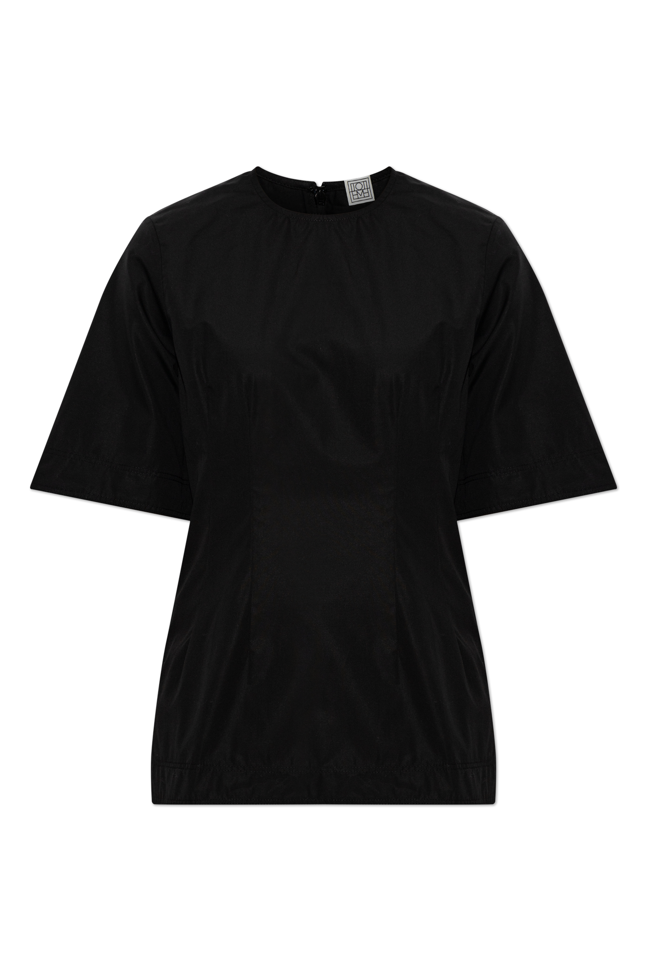 TOTÊME TOTEME Black Cotton Crewneck Top with Short Sleeves