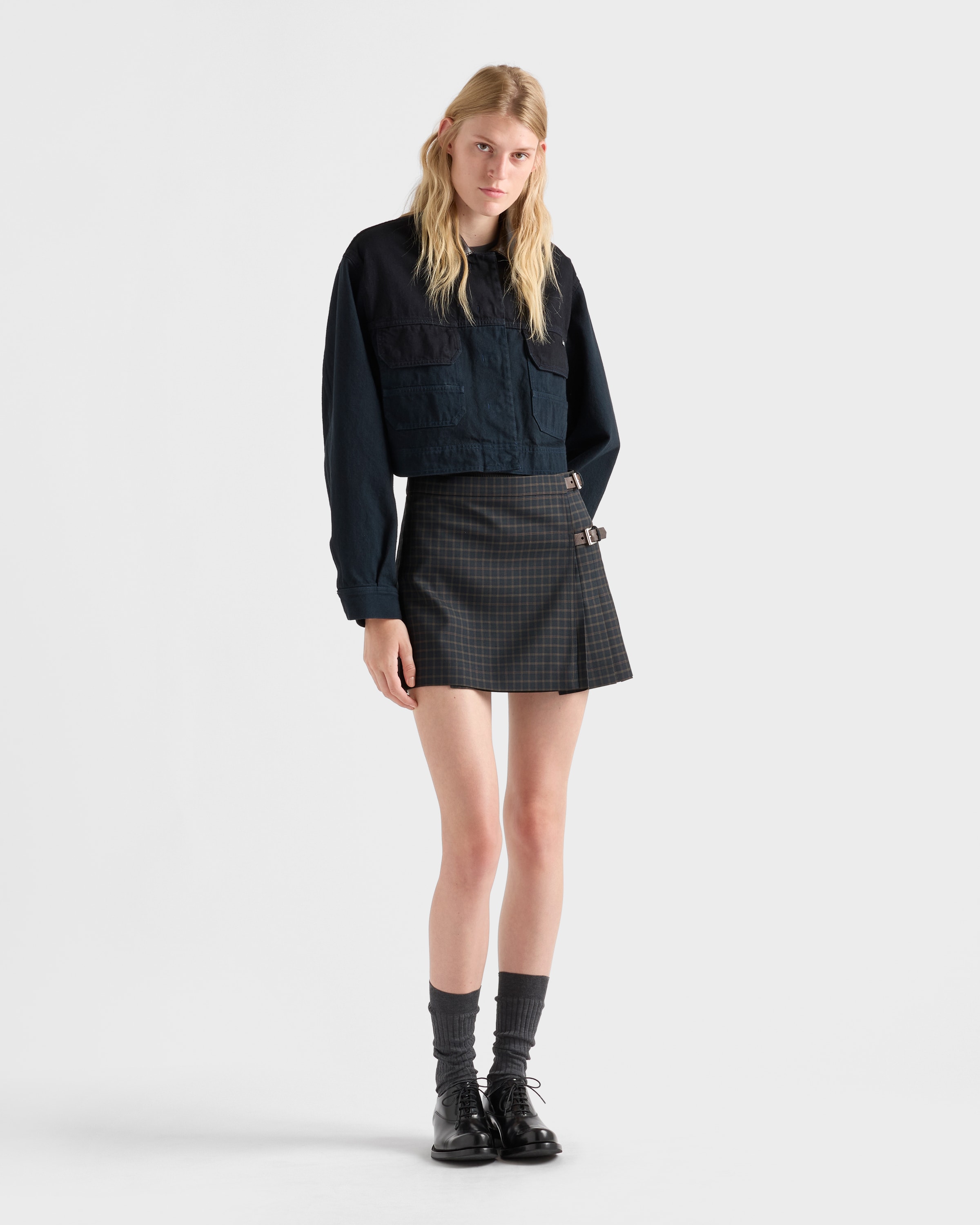 PRADA Prada Checked Wool Miniskirt