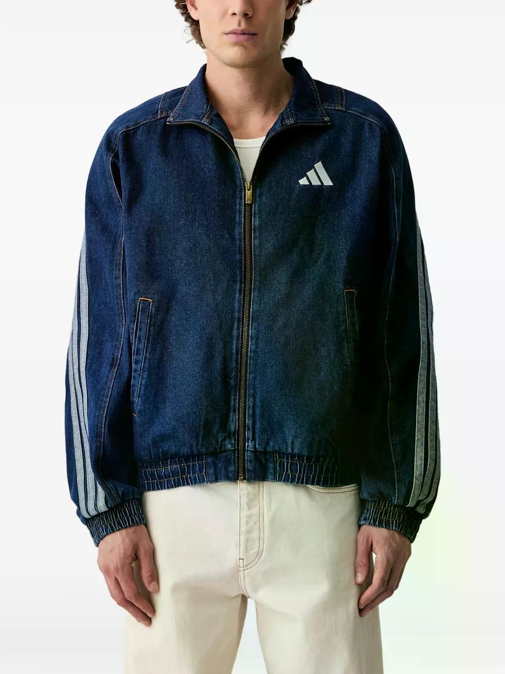 ADIDAS Embroidered Logo Denim Jacket with Signature Stripes