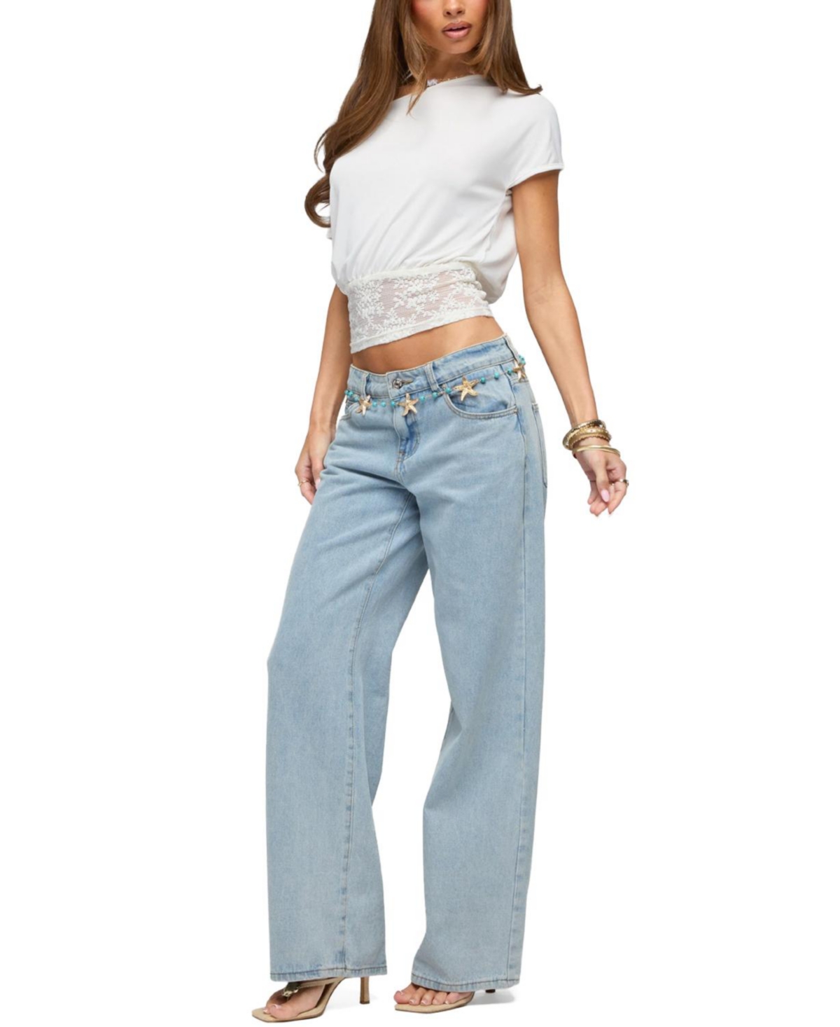 EDIKTED Edikted Off Shoulder Lace Trim Top
