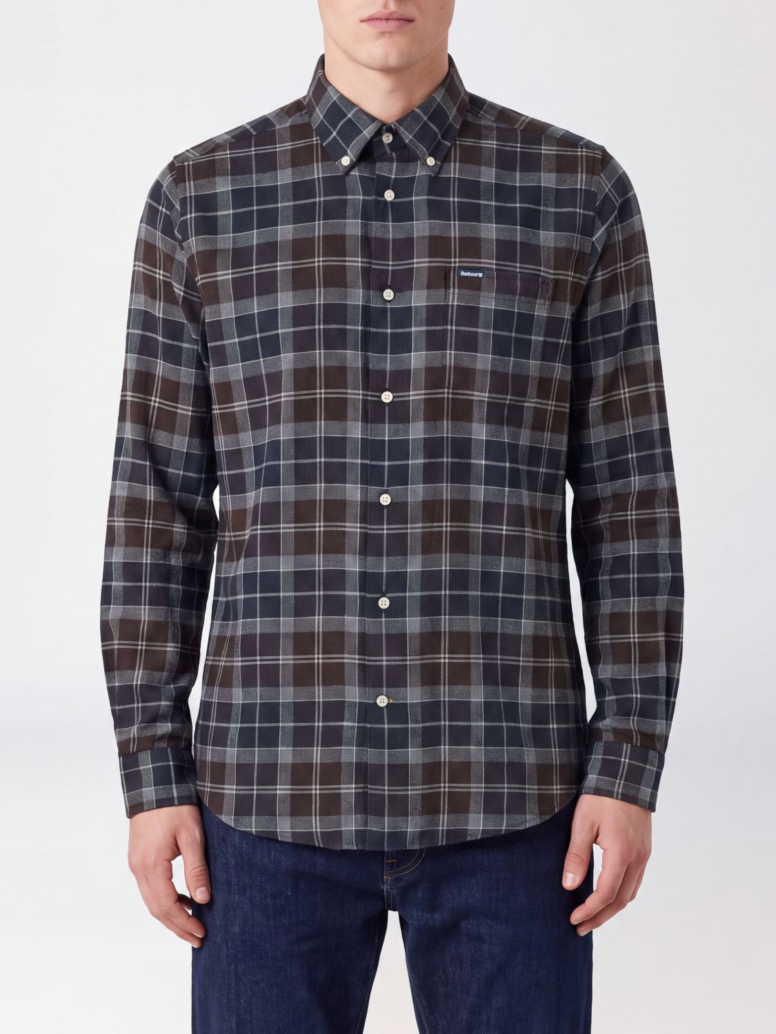 BARBOUR slim fit check cotton shirt with button-down collar