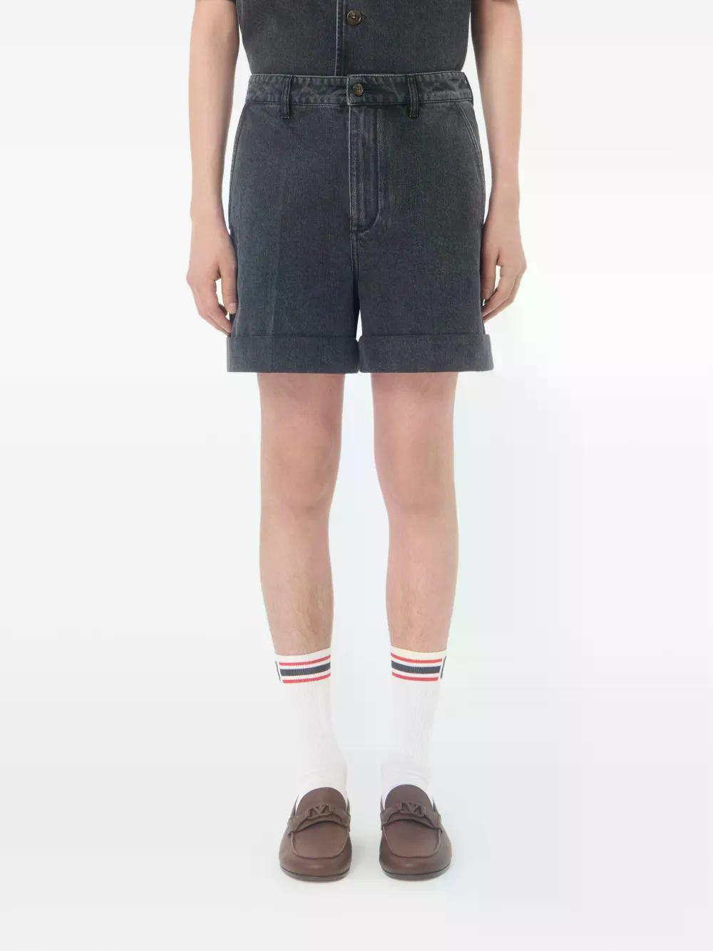 VALENTINO Valentino Garavani Cuffed Denim Bermuda Shorts with VGold Detail