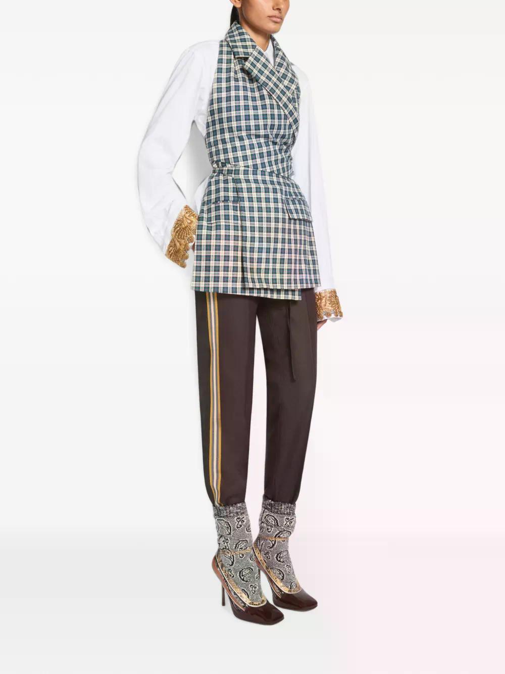 DRIES VAN NOTEN Dries Van Noten Checked Sleeveless Wrap Top