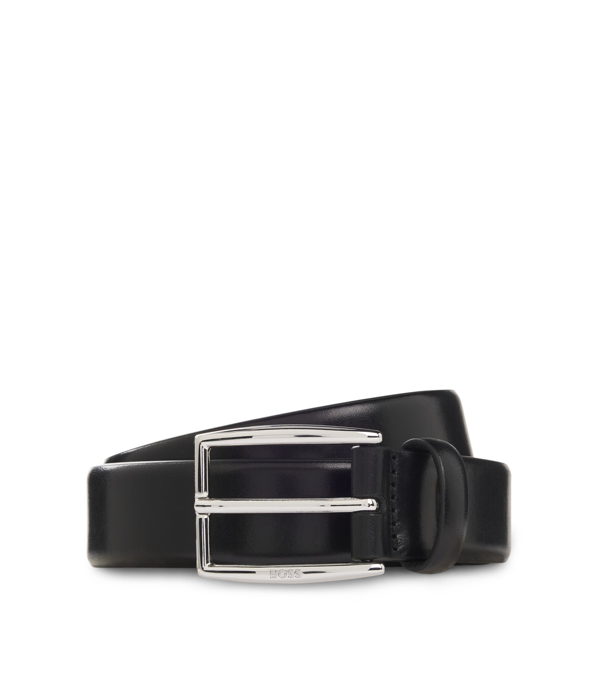 BOSS BOSS Leather Belt with Silver-Tone Pin Buckle