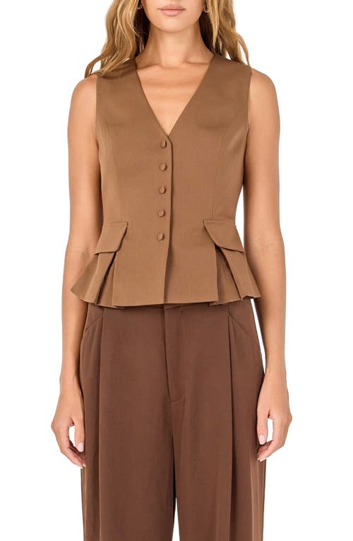 ENDLESS ROSE Endless Rose Button Detail Sleeveless Peplum Top