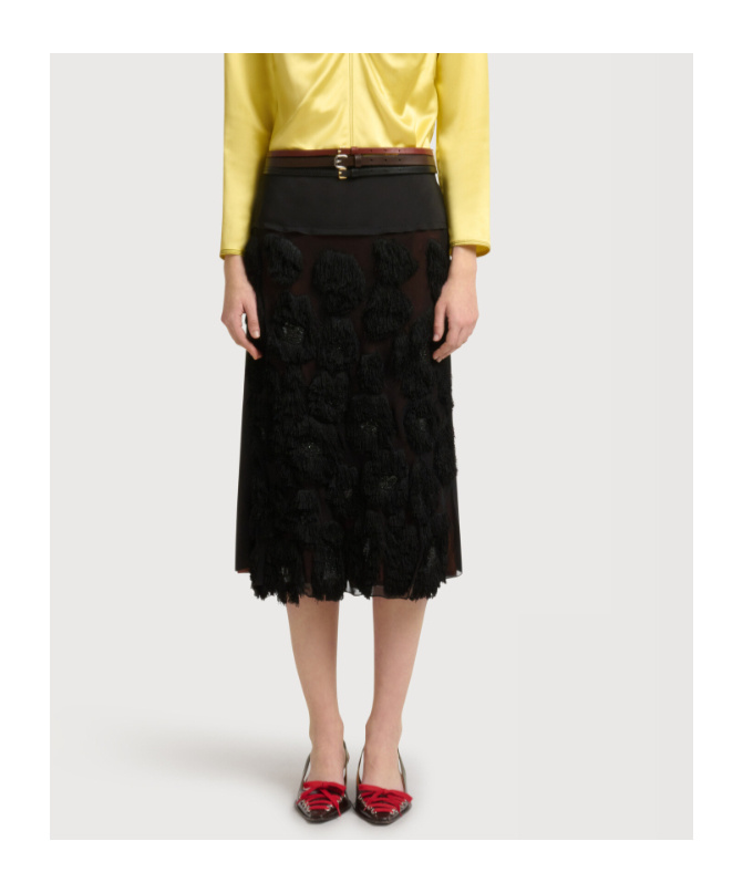 MARNI Marni Georgette Skirt with Shaggy Camouflage Motif