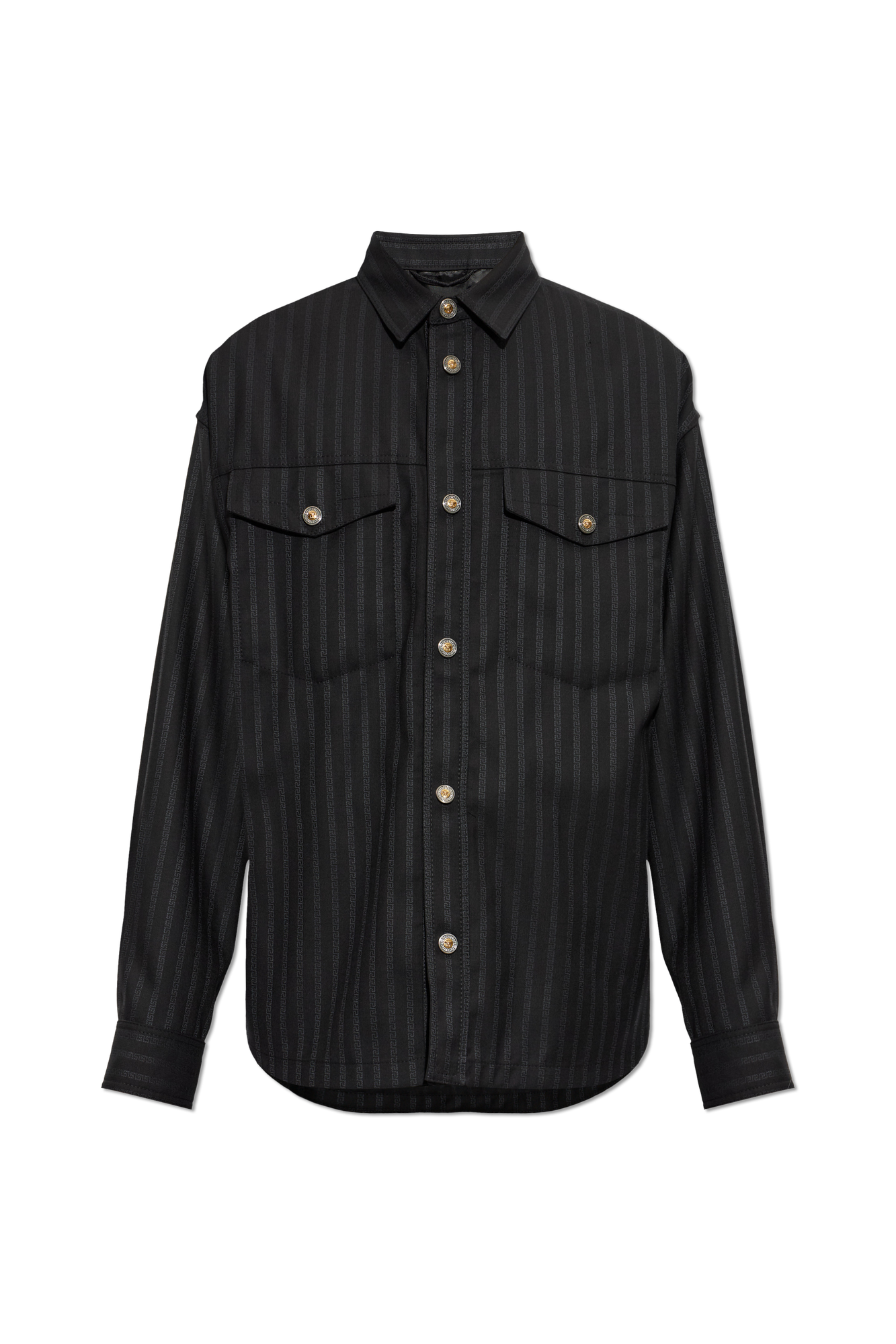 VERSACE Versace BLACK Wool shirt with pockets
