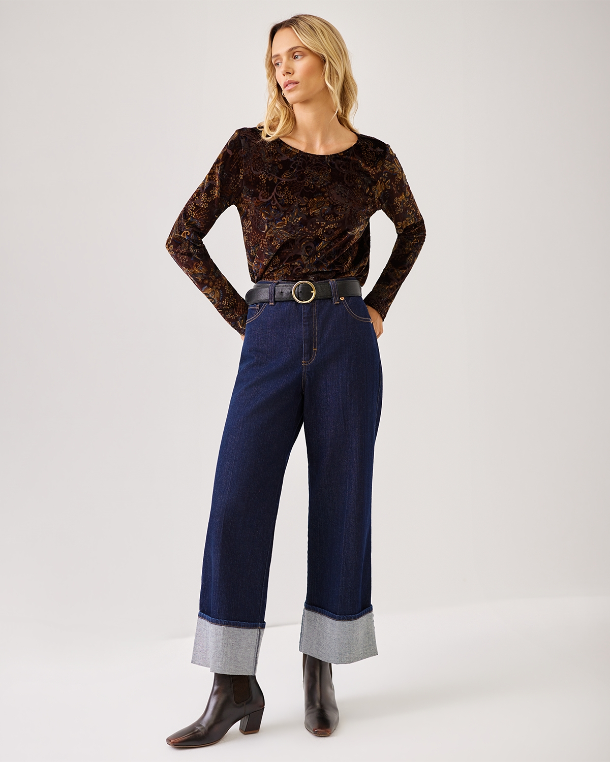 KAREN KANE Karen Kane Velvet Burnout Long Sleeve Top