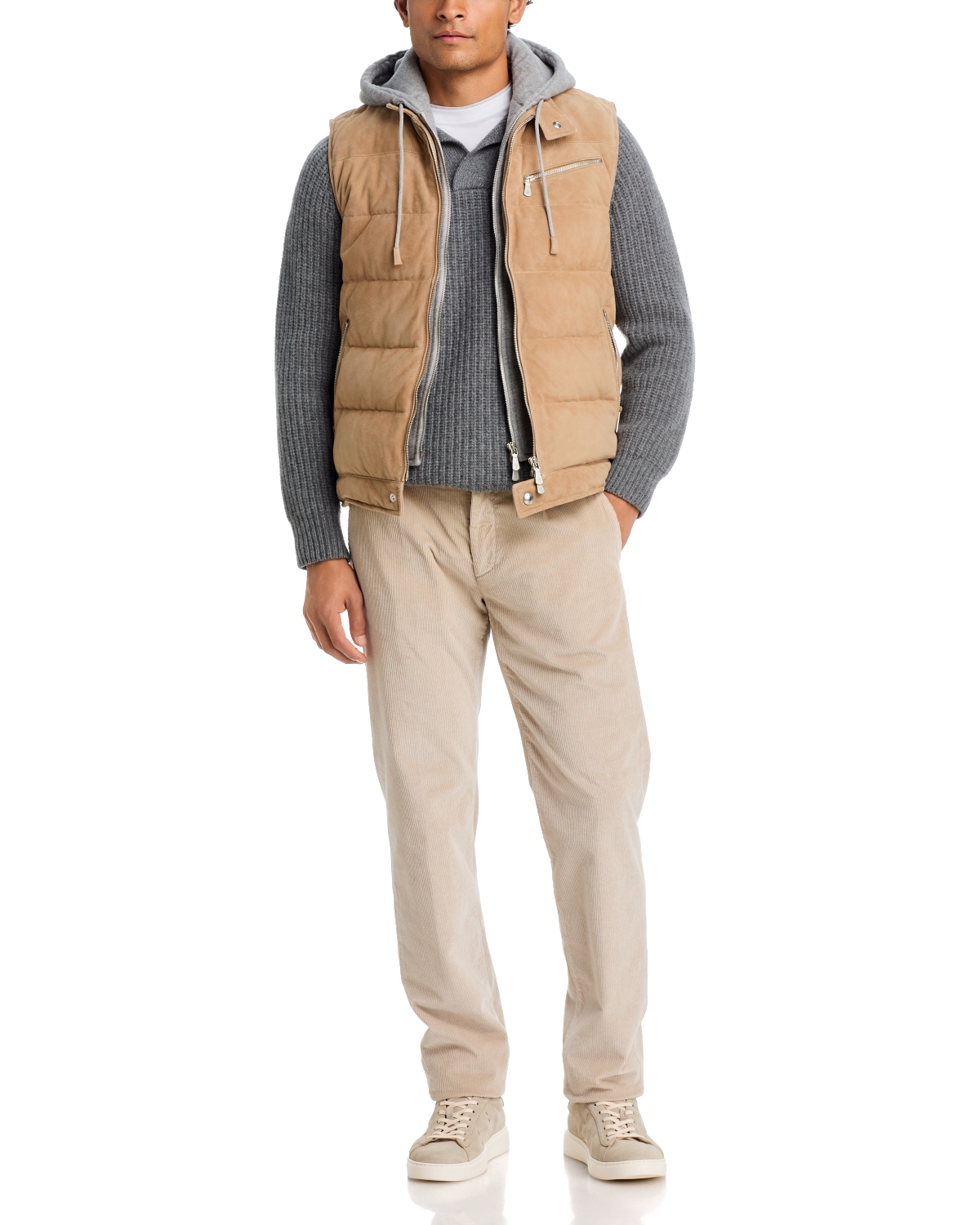 ELEVENTY Eleventy Suede Vest with Removable Hood