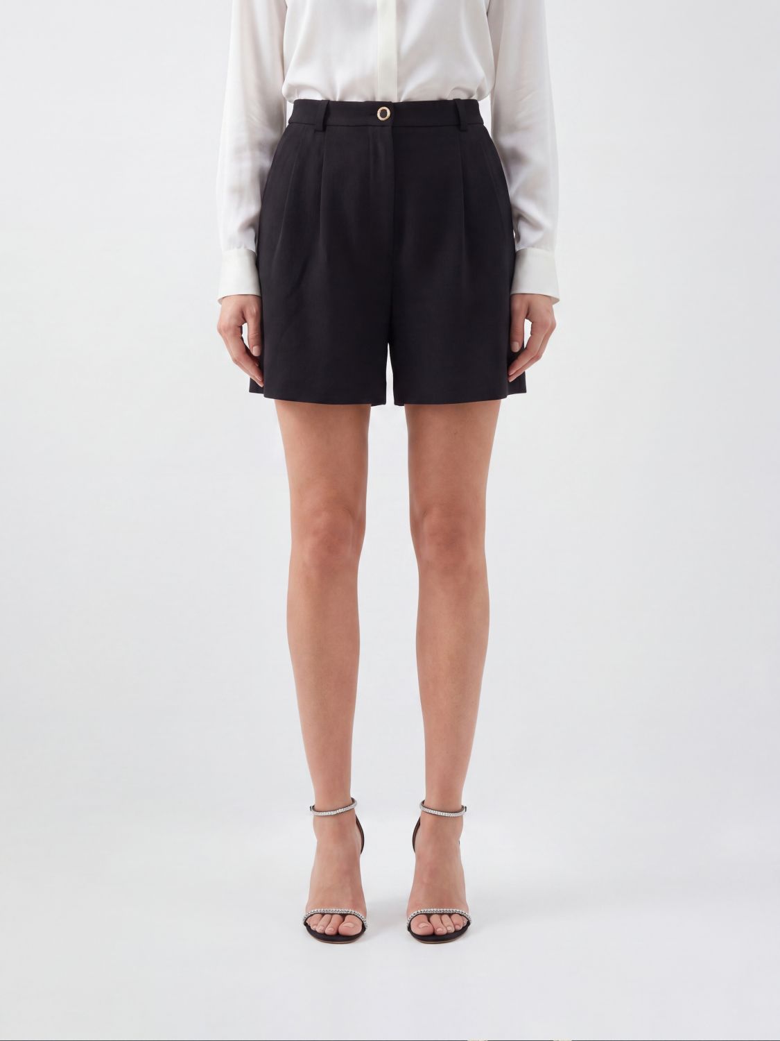 ALESSANDRA RICH Alessandra Rich Mid-Rise Pleated Wool-Blend Shorts